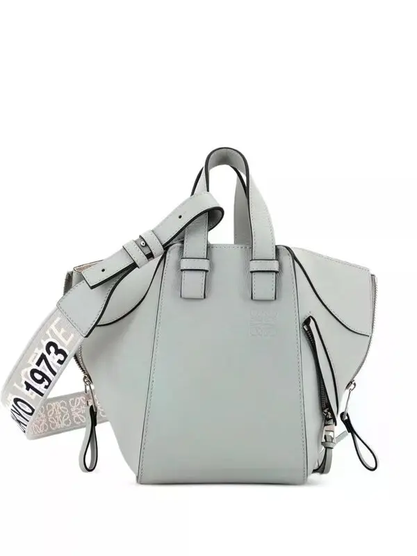 Loewe Monochrome Hammock Bag Leather With Logo Jacquard Strap - Blue