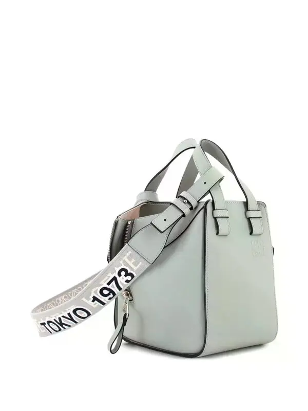 Loewe Monochrome Hammock Bag Leather With Logo Jacquard Strap - Blue
