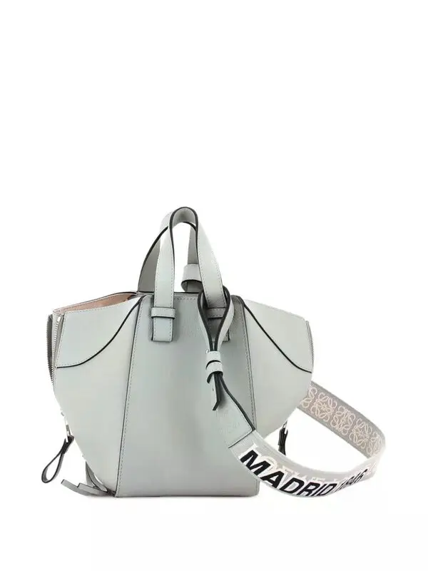Loewe Monochrome Hammock Bag Leather With Logo Jacquard Strap - Blue
