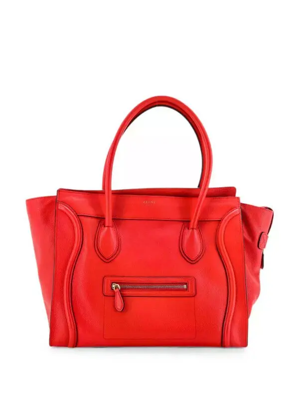 Celine Luggage Bag Leather Shoulder Bag - Red