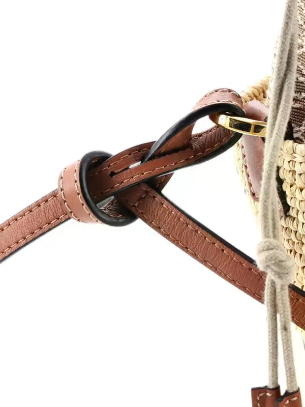 Loewe Woven Raffia And Leather Anagram Jacquard Bucket Bag