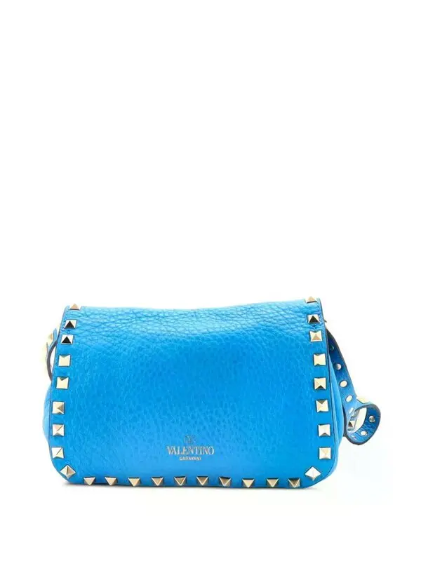 Valentino Garavani Rockstud Flip Lock Flap Leather Mini Crossbody Bag - Blue