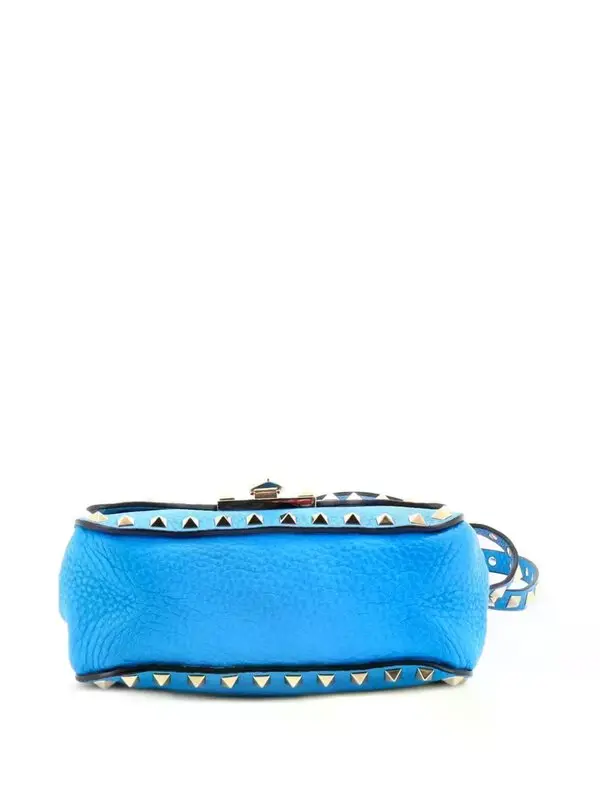 Valentino Garavani Rockstud Flip Lock Flap Leather Mini Crossbody Bag - Blue