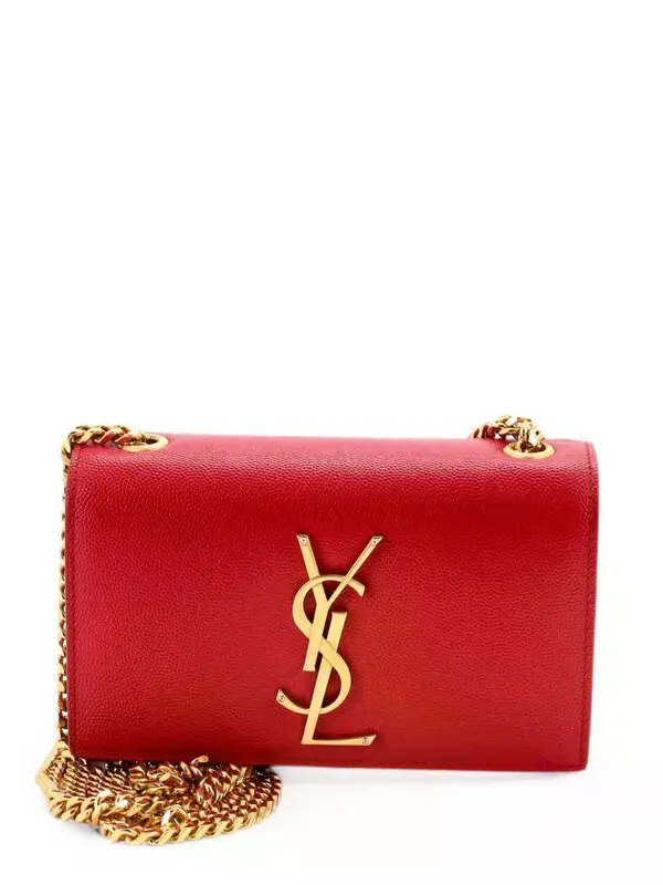 Saint Laurent Classic Monogram Grainy Leather Small Crossbody Bag - Red