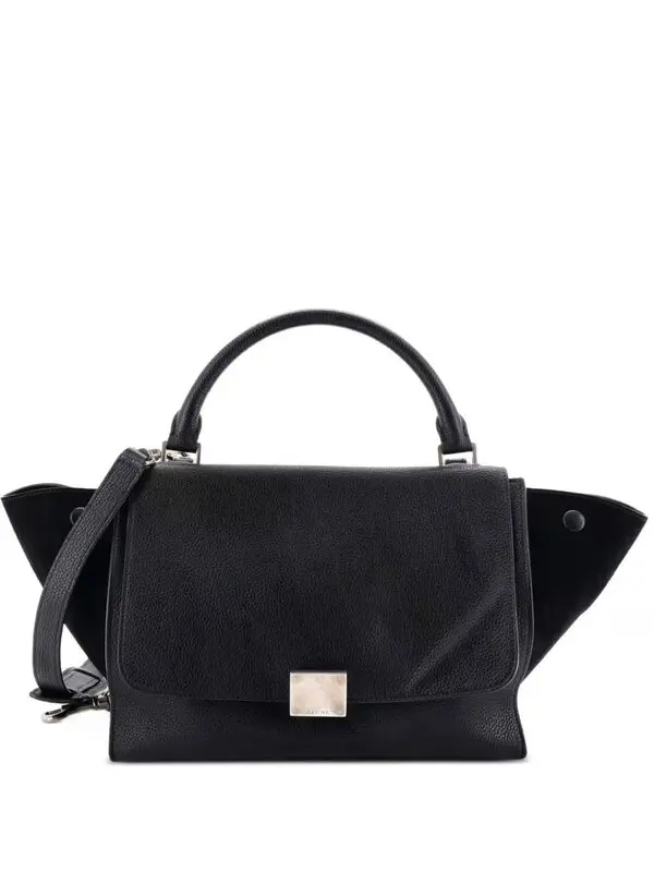 Celine Tricolor Trapeze Bag Leather Small Satchel - Black