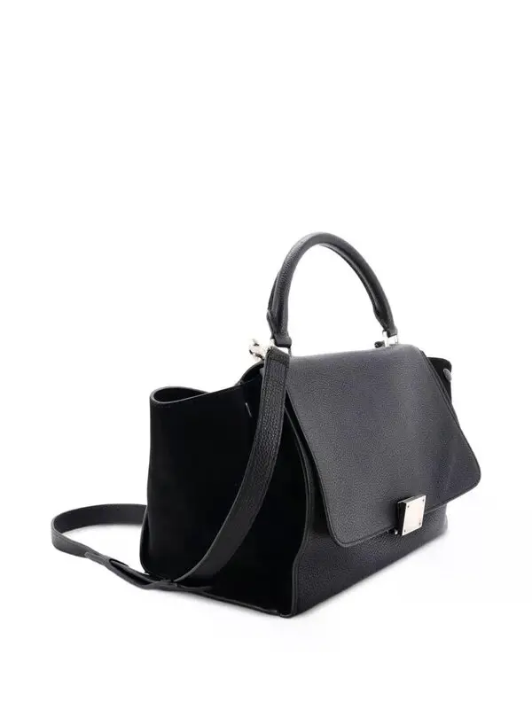 Celine Tricolor Trapeze Bag Leather Small Satchel - Black