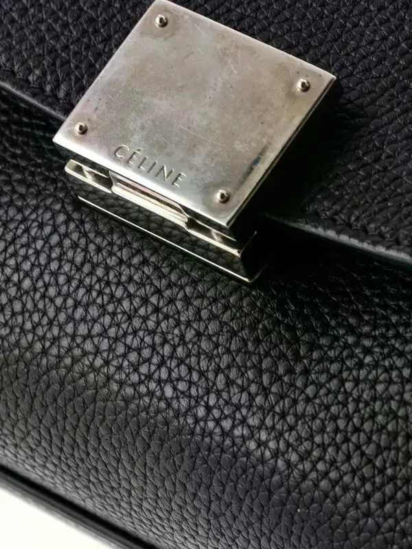Celine Tricolor Trapeze Bag Leather Small Satchel - Black