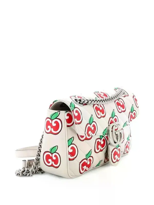 Gucci Gg Marmont Flap Bag Printed Diagonal Quilted Leather Small Shoulder Bag