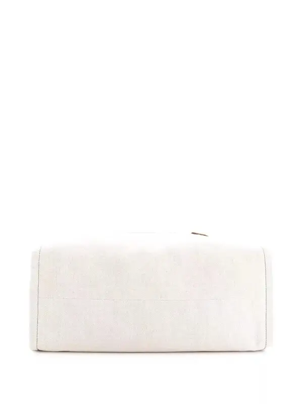 Prada Logo Linen Blend Large Tote Bag