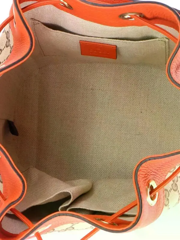 Gucci Classic Gg Canvas With Leather Small Bucket Bag