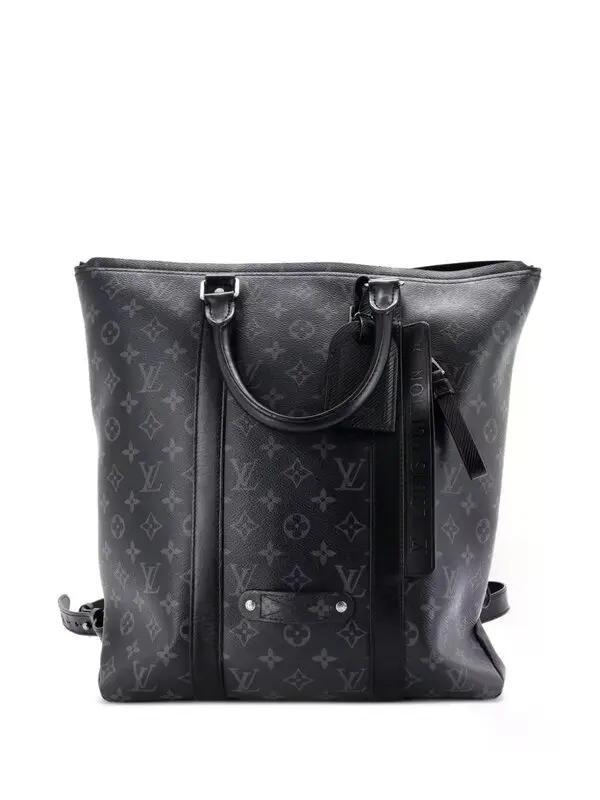 LOUIS VUITTON Monogram Eclipse Canvas Tote Backpack - Black