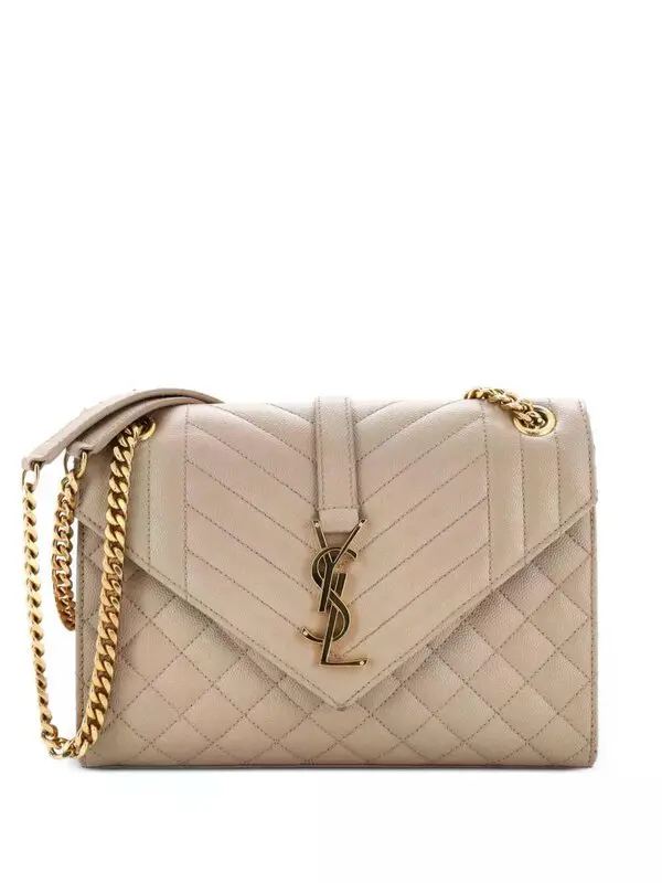 Saint Laurent Classic Monogram Envelope Satchel Mixed Matelasse Leather Medium Shoulder Bag