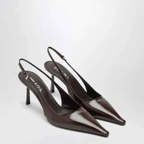 Prada Burnt Leather Slingback Pumps
