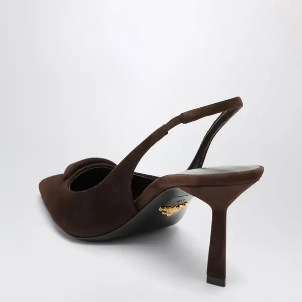 Prada Dark Suede Slingback Pumps