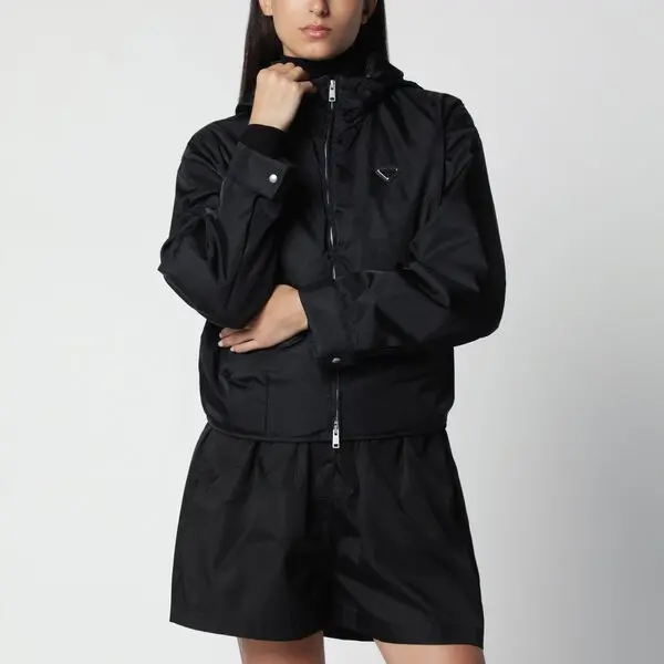 Prada Zip Jacket In Re-nylon - Black