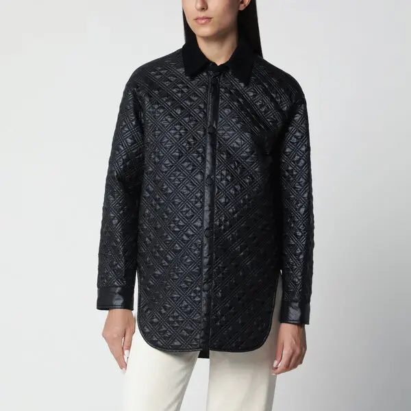 Moncler Padded Overshirt With Corduroy Collar - Black