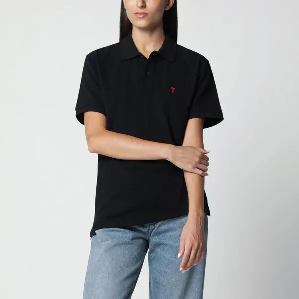 AMI Paris De Caur Polo Shirt - Black
