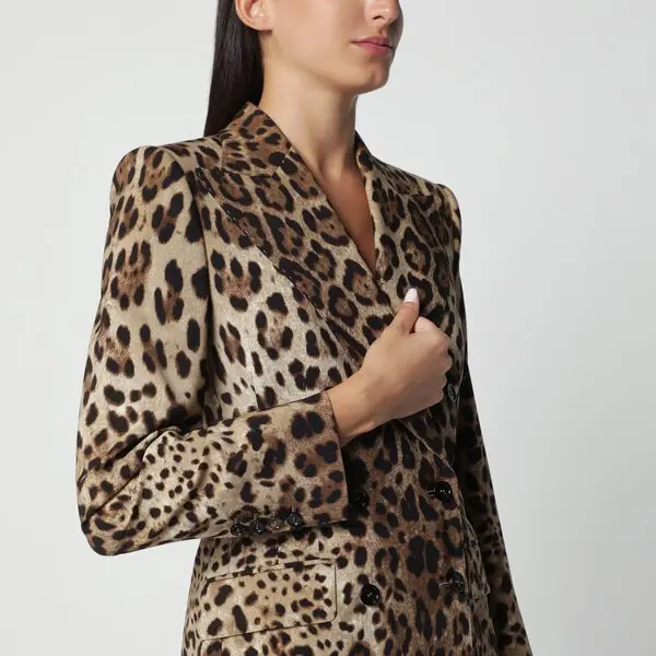 Dolce & Gabbana Leopard-print Double-breasted Wool Jacket