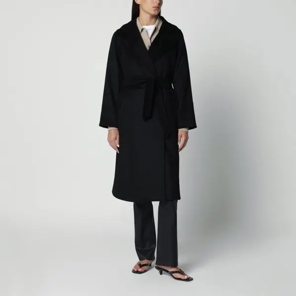 Max Mara Manuela Icon Coat In Zibeline Camel - Black