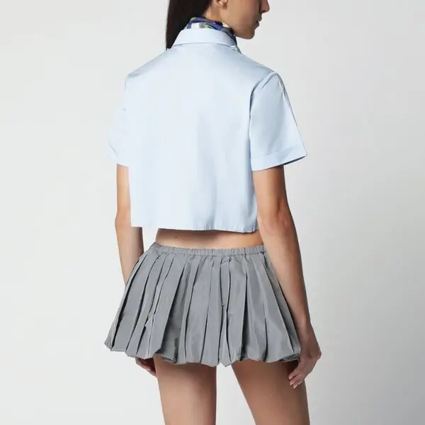 Miu Miu Cropped Poplin Shirt With Ruffles