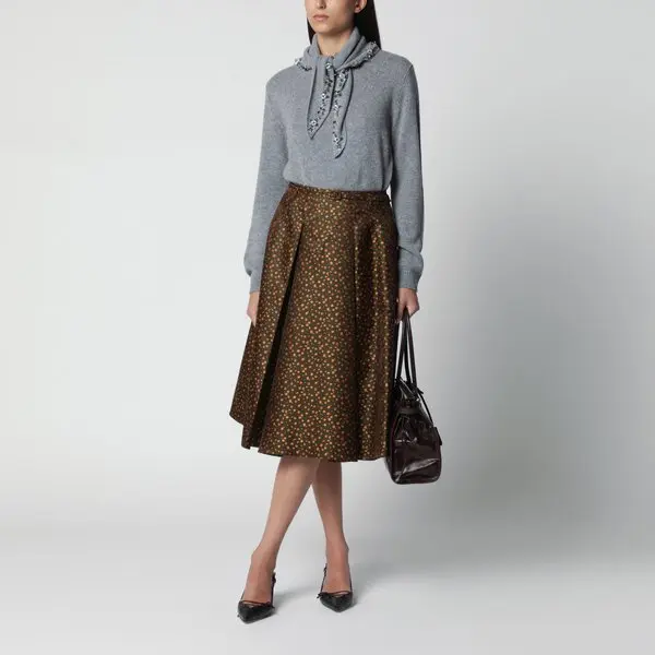 Prada Military Floral Skirt