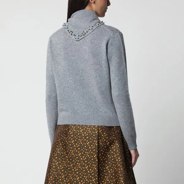 Prada Cashmere Sweater With Jeweled Scarf