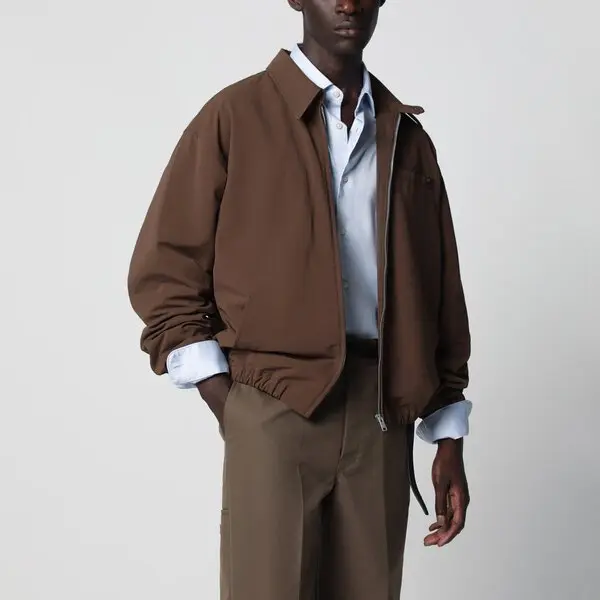 Prada Blouson In Tobacco Technical Fabric