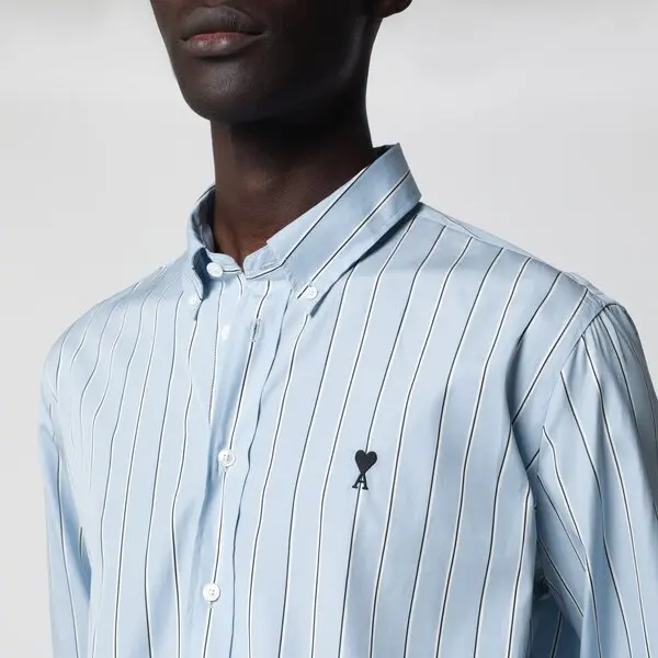 AMI Paris Light Striped De Coeur Shirt