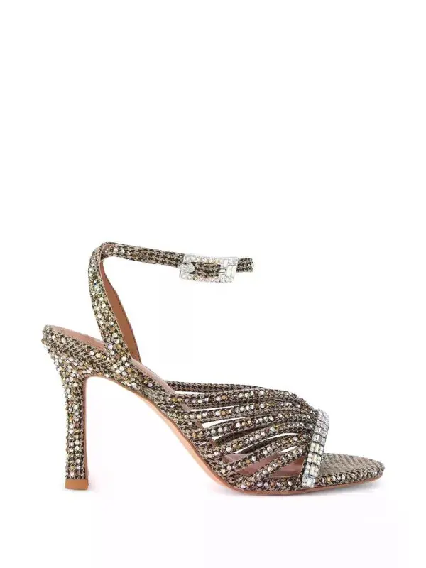 Kurt Geiger Crystal-embellished Houndstooth Sandals - Brown
