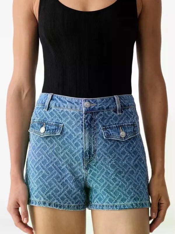 MORGAN Monogram-jacquard Denim Shorts