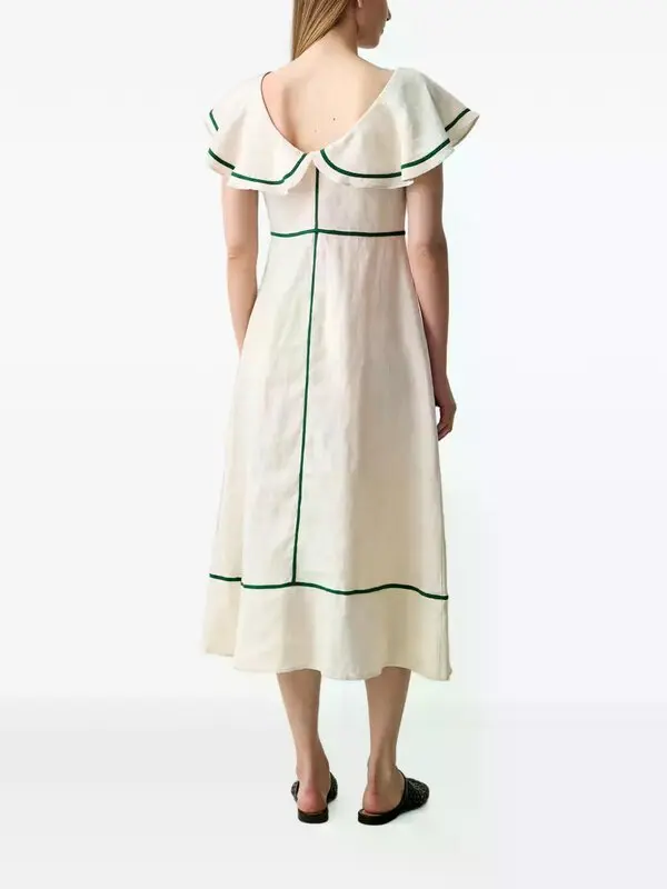 PEDRO DEL HIERRO Ruffled Contrast-trim Midi Dress