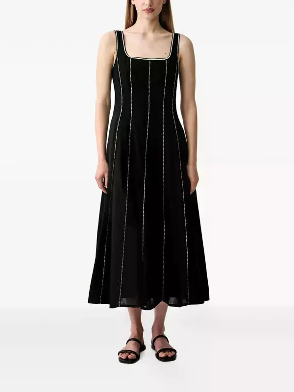 PEDRO DEL HIERRO Contrast-topstitched Square-neck Dress - Black