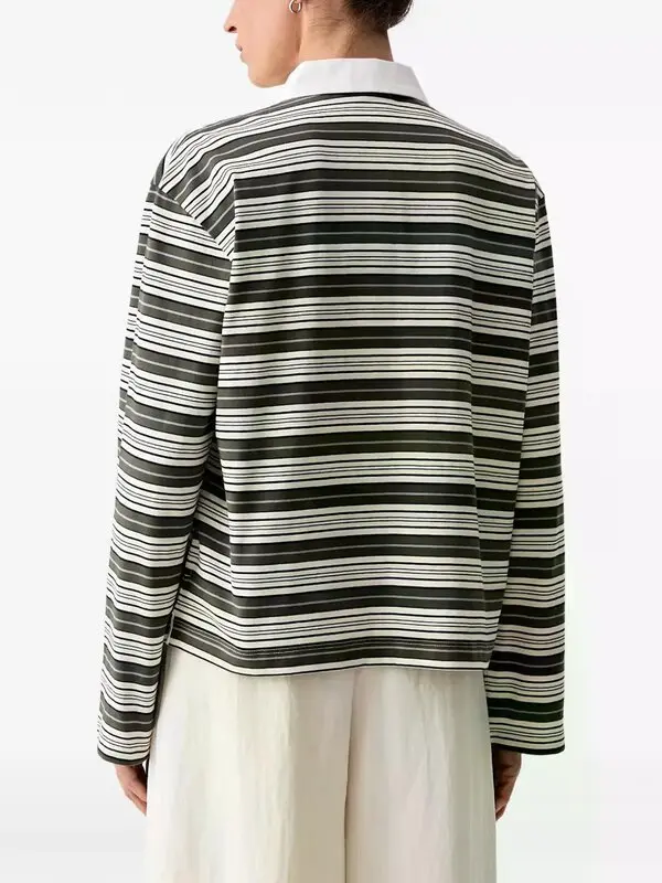 Rag & Bone Kelly Striped Long-sleeve Cotton Polo Shirt - Green
