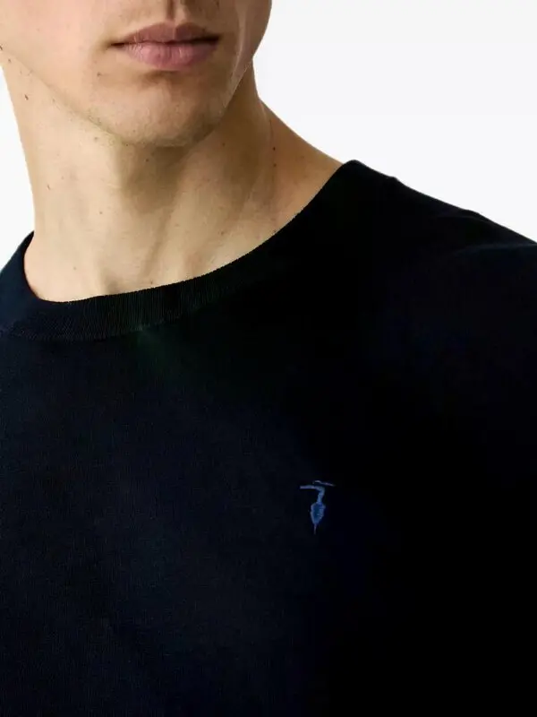 TRUSSARDI Logo-embroidered Crew-neck Sweater - Blue