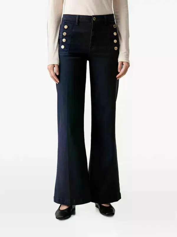 VICOLO Button-detail Flared Jeans