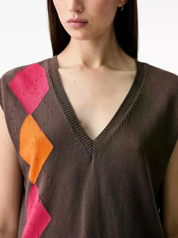 VICOLO Argyle-pattern V-neck Sweater