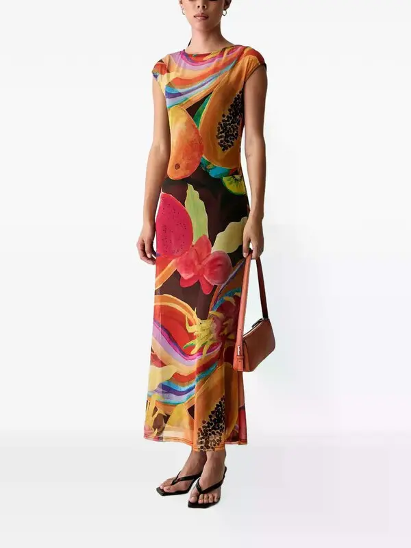 NEVER FULLY DRESSED Fruit-print Mesh Dress