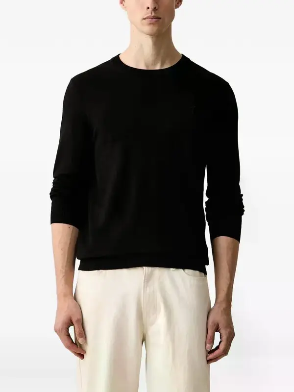 TRUSSARDI Logo-embroidered Crew-neck Sweater - Black