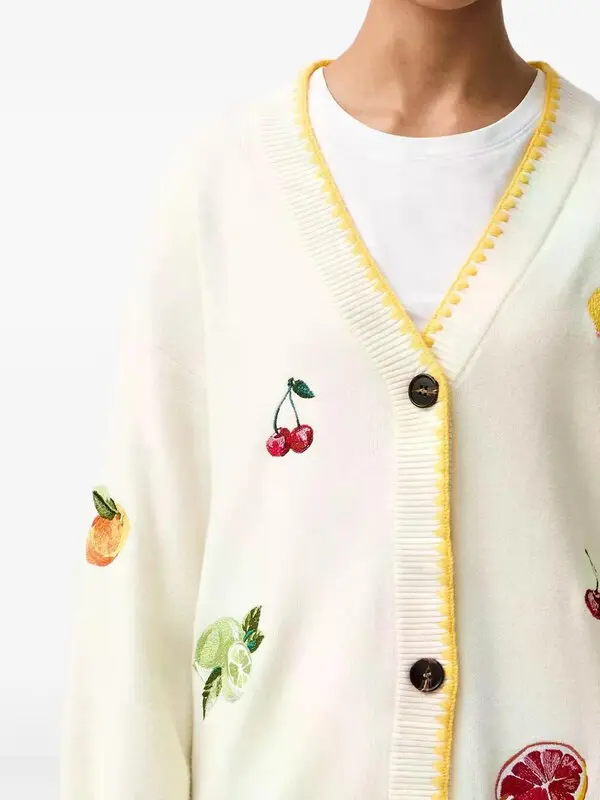 NEVER FULLY DRESSED Fruit-embroidered Long-sleeve Cardigan
