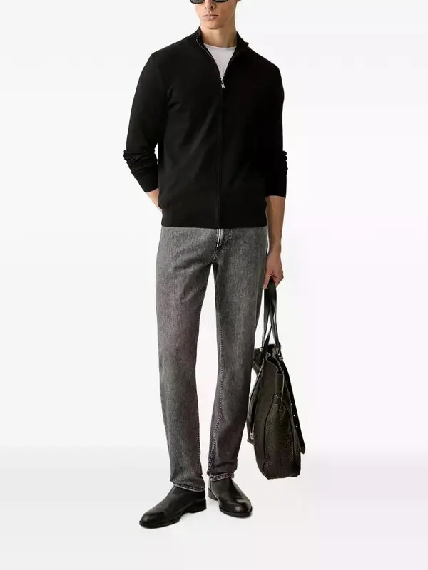 TRUSSARDI Zip-up Embroidered-logo Cardigan