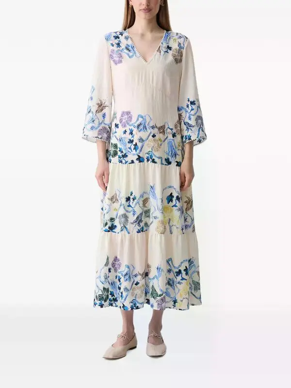 Munthe Floral-print Tiered Maxi Dress - Neutrals