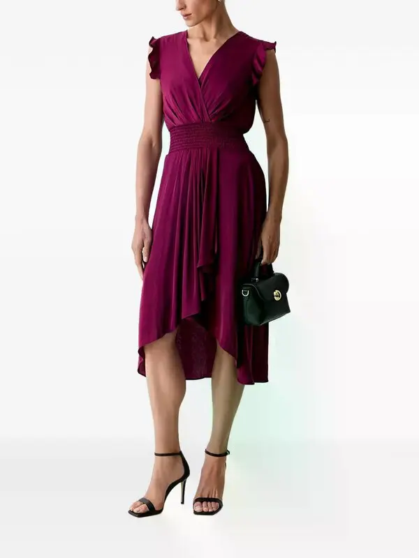 MORGAN Ruffled-sleeve Asymmetric Dress