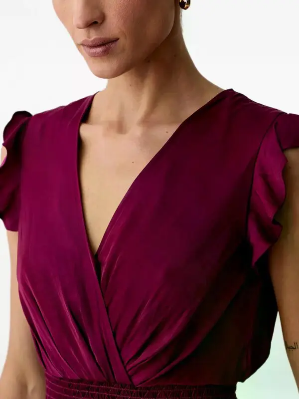 MORGAN Ruffled-sleeve Asymmetric Dress