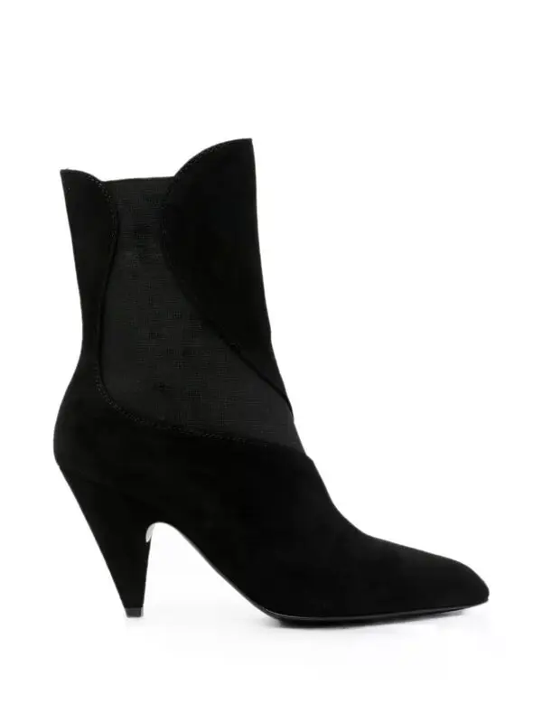 SERGIO ROSSI Mesh-insert Pointed-toe Ankle Boots - Black
