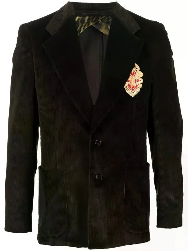 Roberto Cavalli Monogram Patch Corduroy Blazer