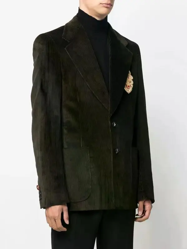 Roberto Cavalli Monogram Patch Corduroy Blazer