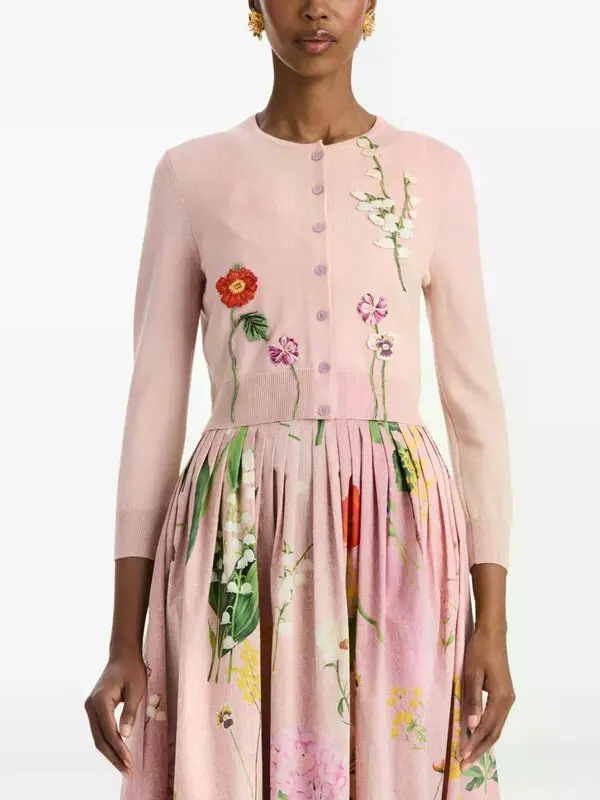 Oscar De La Renta Botanical Threadwork-embroidered Cardigan