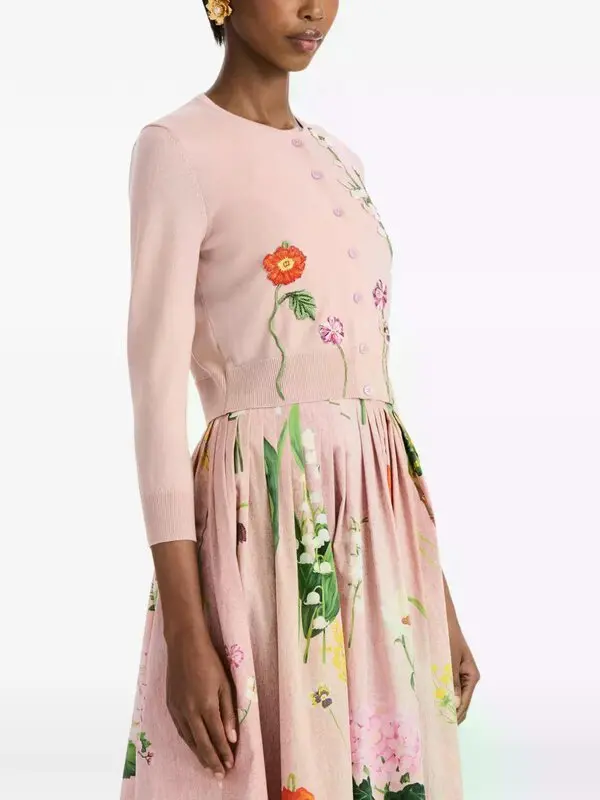 Oscar De La Renta Botanical Threadwork-embroidered Cardigan