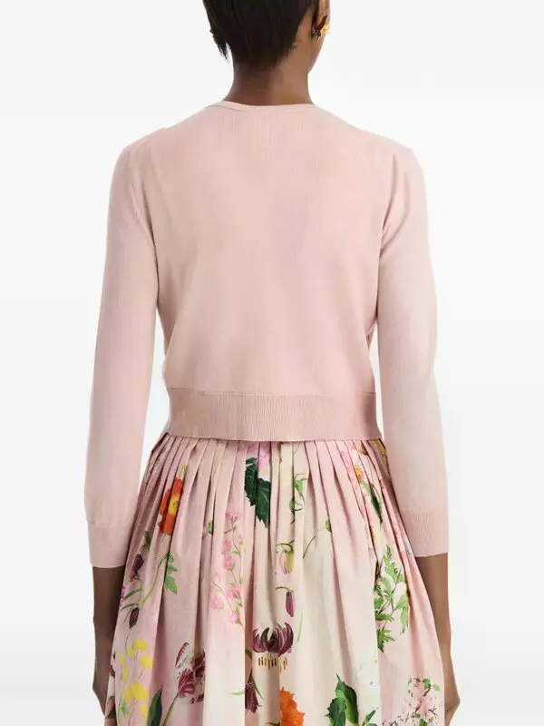 Oscar De La Renta Botanical Threadwork-embroidered Cardigan