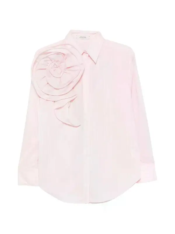 Dorothee Schumacher Floral-appliqué Pinstripe Shirt - Pink